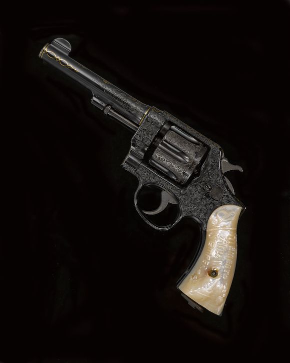 Bonhams : A custom engraved and gold-inlaid Smith & Wesson U.S. Model ...