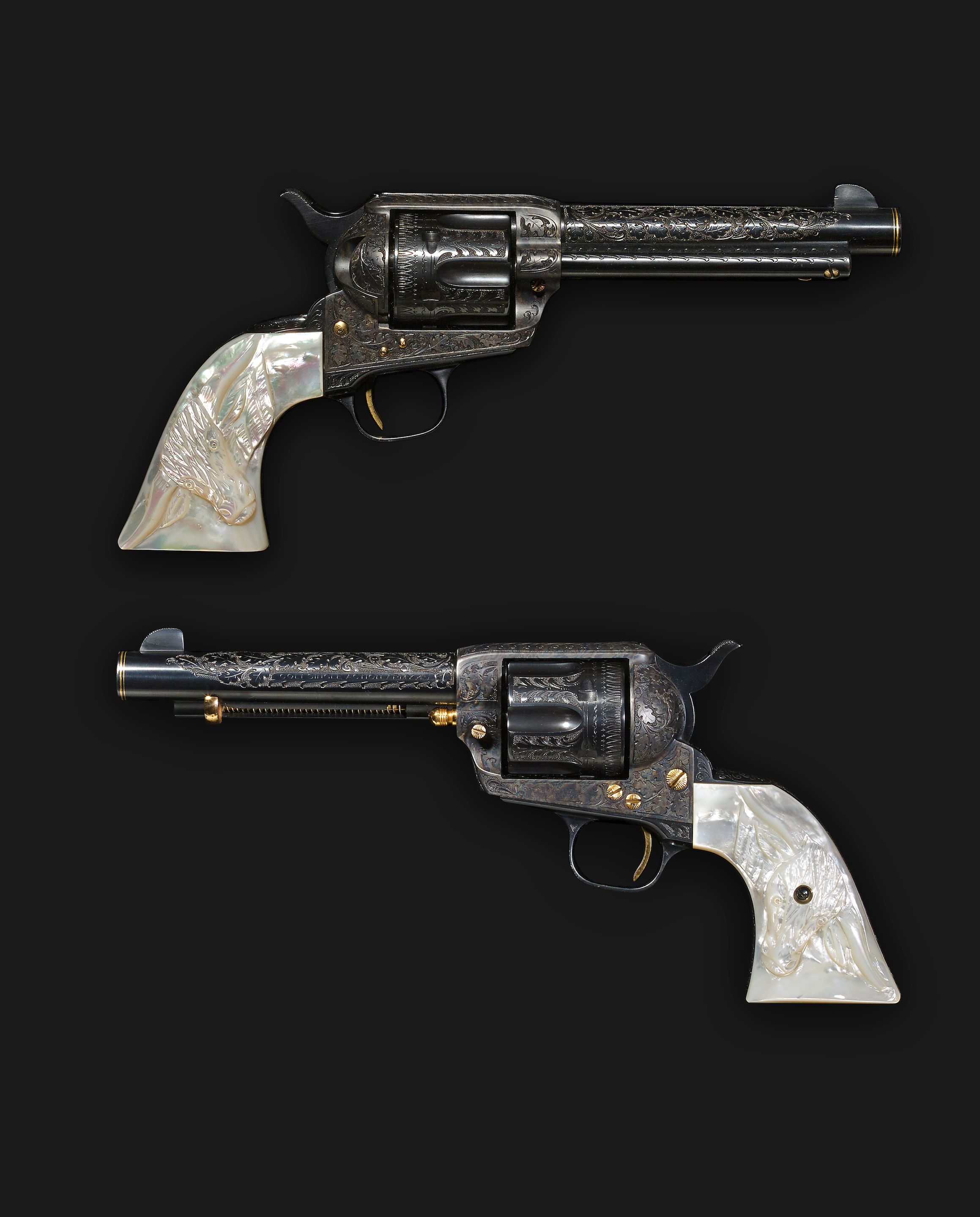 Bonhams : An engraved and gold-inlaid Colt Single Action Army revolver