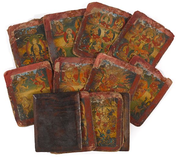 Bonhams : Two sets of tsakli with original wooden covers and leather ...