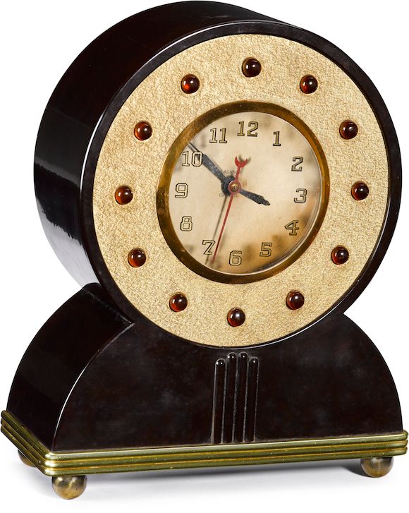 Bonhams : A Lackner Neon Clock 1930s deep maroon case, the dial ...