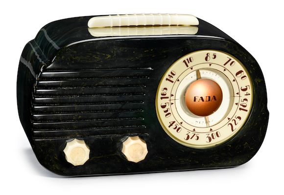 Bonhams : A Fada 700 1946 marbleized blue case with white knobs and ...