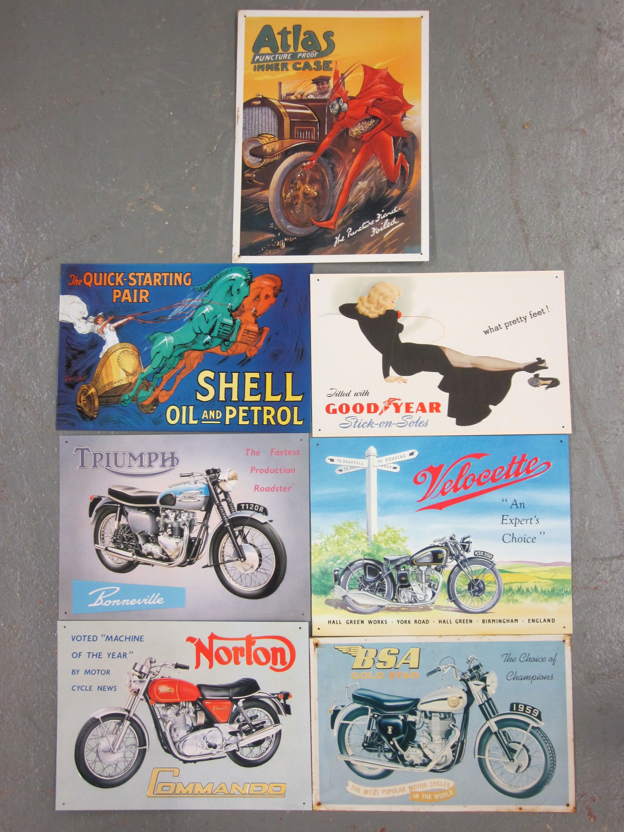 Bonhams Cars : A large assortment of vintage style motorcycle, car, and ...