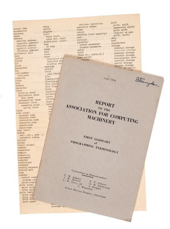Bonhams : HOPPER, GRACE MURRAY, et al. Report to the Association for ...