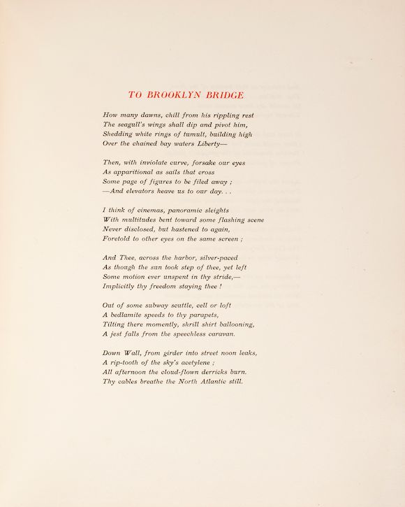 Bonhams : CRANE, HART. 1899-1932. EVANS, WALKER, illus. The Bridge. A ...