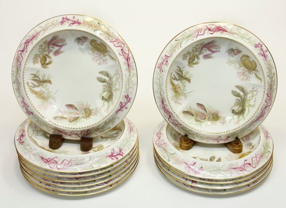 Bonhams : A group of twelve French porcelain seafood bowls retailed by ...