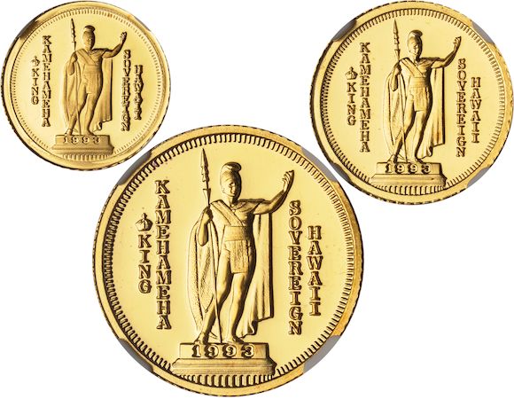 Bonhams : Trio of 1993 Royal Hawaiian Mint Fractional Gold Coins, NGC ...