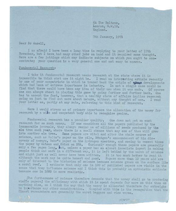 Bonhams : BRAGG, WILLIAM LAWRENCE. 1890-1971. Typed Letter Signed ("W.L ...