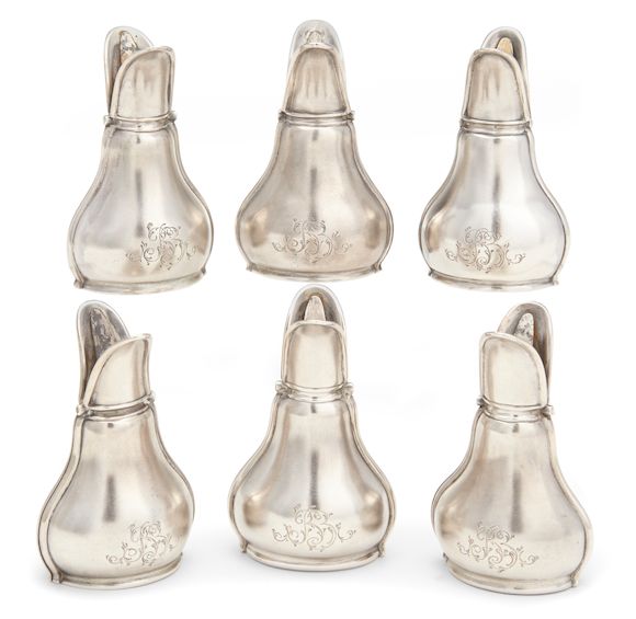 Bonhams : A set of six Russian 84 standard silver egg toppers by Pavel ...
