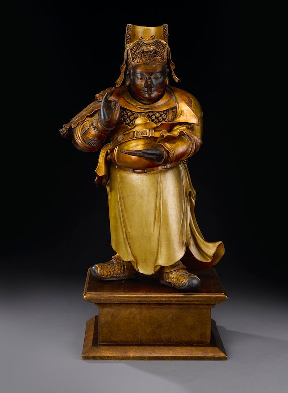 Bonhams : A gilt and lacquered wood figure of Guan Ping 18th century