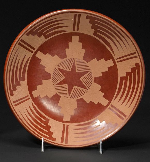 Bonhams : A San Ildefonso redware plate