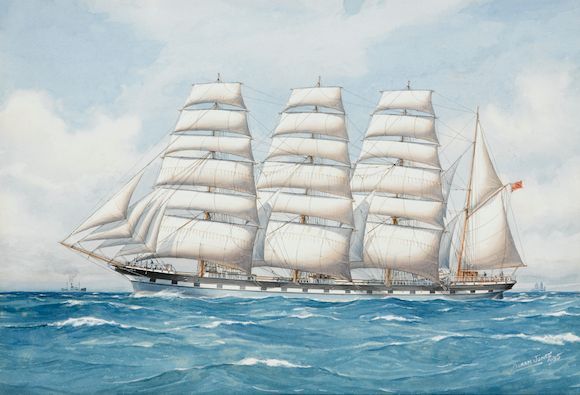 Bonhams : Pelham Jones (British, 1890-1950) The four-masted barque ...