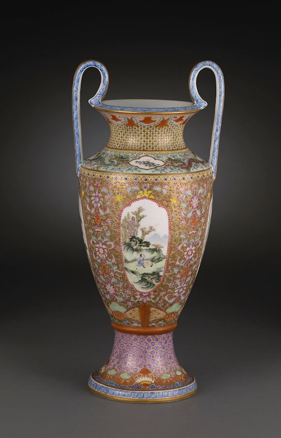 Bonhams : An unusual famille rose enameled presentation vase Republic ...
