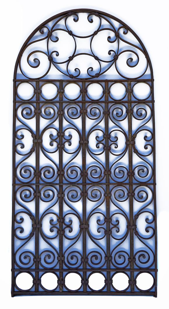 Bonhams : A set of six wrought iron window guards