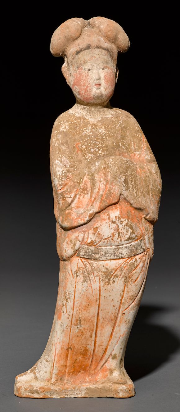 Bonhams : A painted pottery figure of a fat lady Tang dynasty