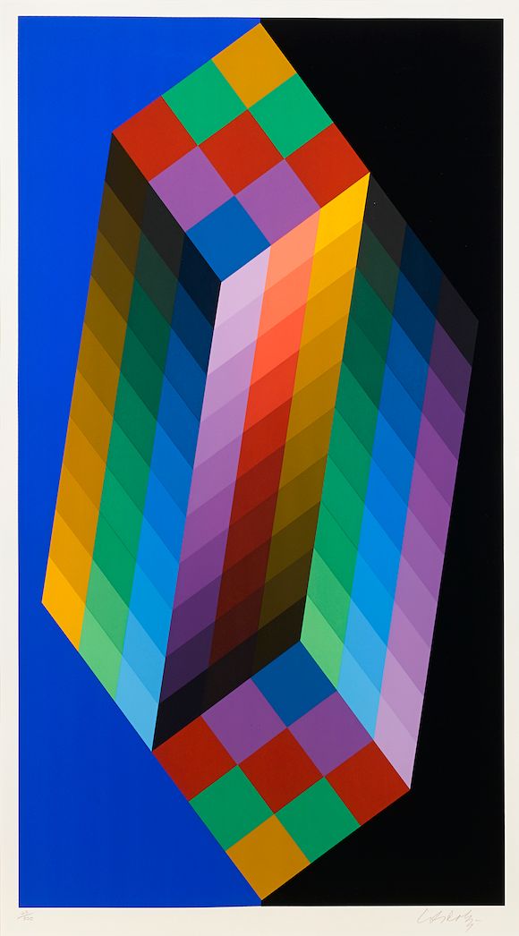 Bonhams : Vasarely (2), Cube 2; Torony 3, signed and numbered 156/200, color screenprints