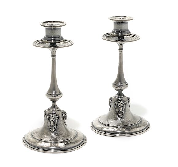 Bonhams : A pair of French first standard silver candlesticks no maker ...