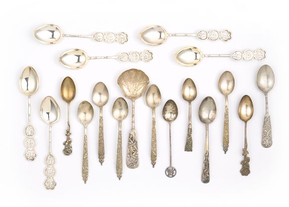 Bonhams : A collection of sixteen Asian silver spoons