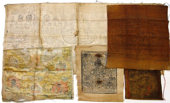 Bonhams : A group of seven cloth ground block-printed esoteric Buddhist ...