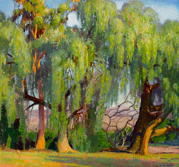 Bonhams : Arthur Grover Rider (American, 1886-1975) Pepper trees 28 x 30in