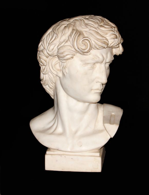 Bonhams : A marble head of David