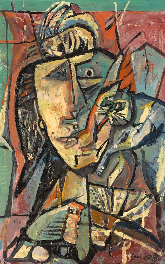 Bonhams : Paul Burlin (American, 1886-1969) For the Love of a Cat 25 x ...