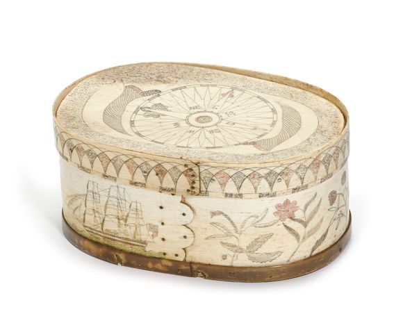 Bonhams : An American scrimshaw bone ditty box 19th century