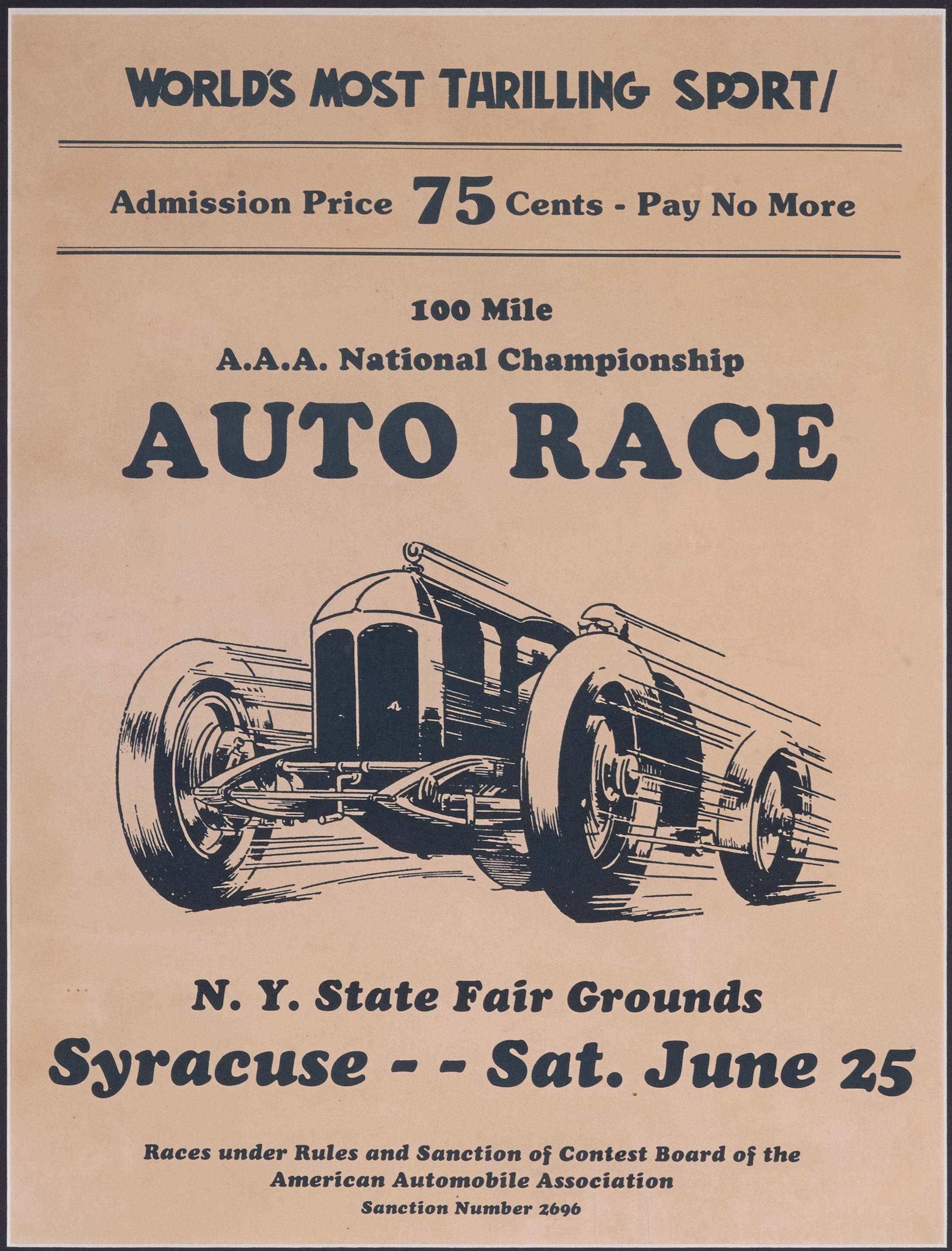 Bonhams Cars : A New York State fairgrounds racing advertisement, circa ...