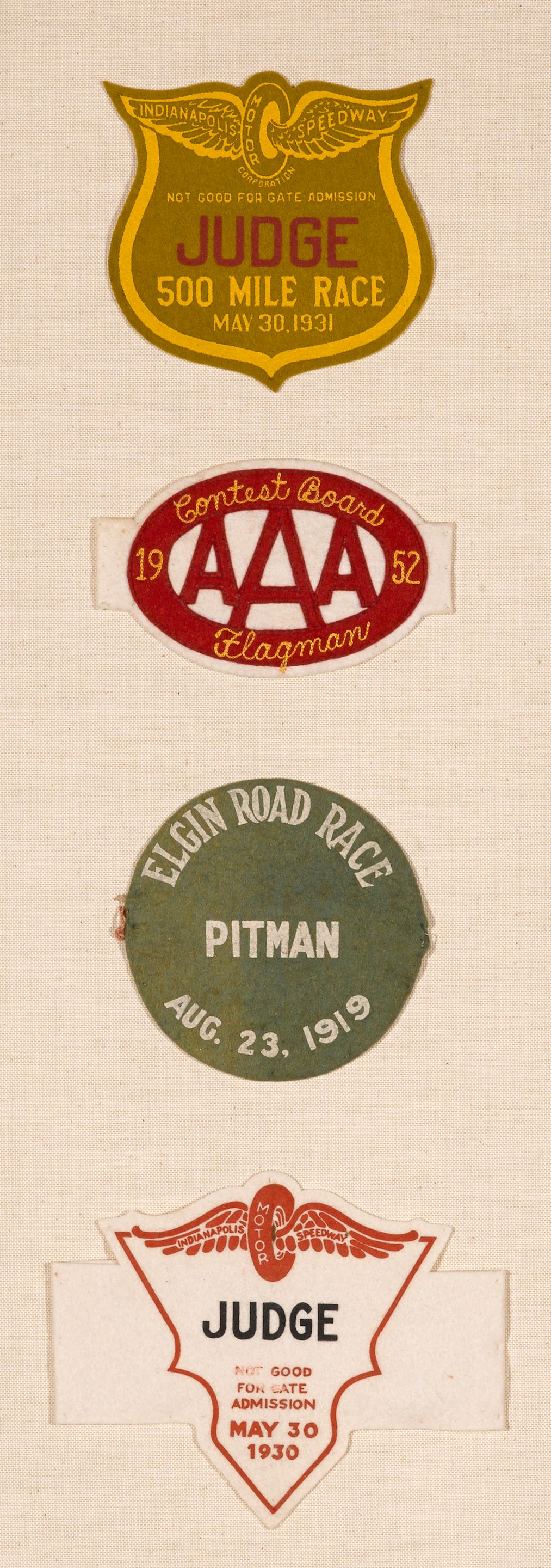 Bonhams Cars : An interesting framed collection of early pit passes/arm ...
