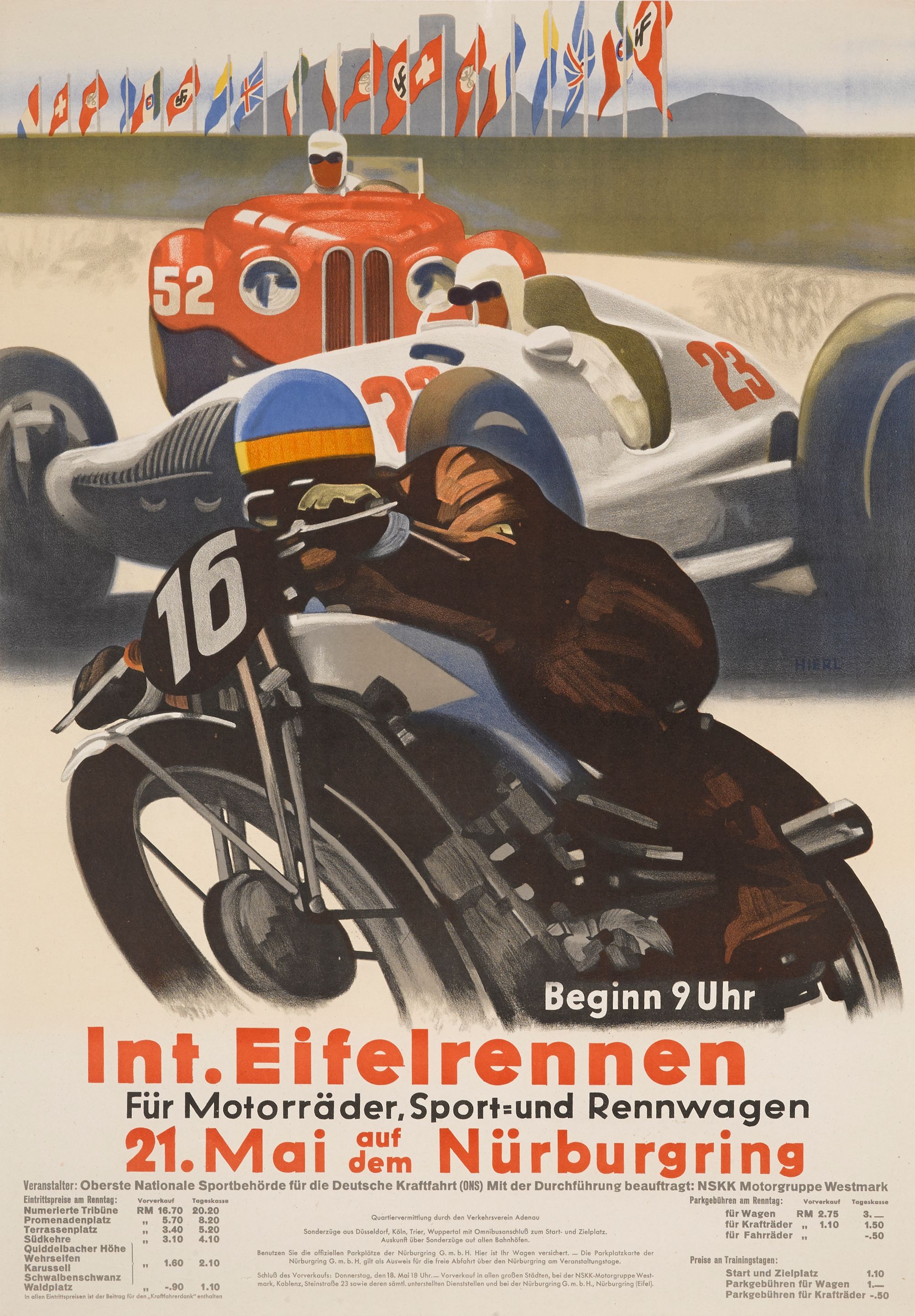 Bonhams Cars : A 1939 Eifelrennen event poster after Alfred Hieri,