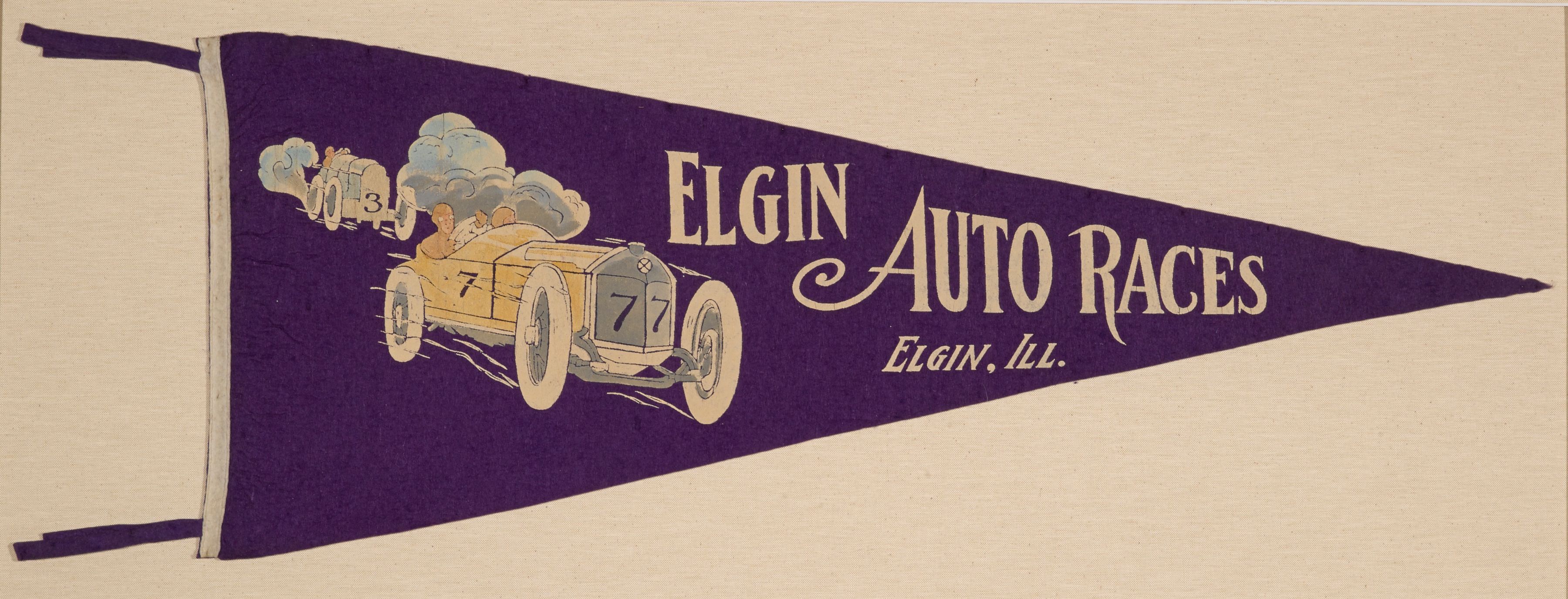 Bonhams Cars : A rare Elgin Auto Races pennant, circa 1915,