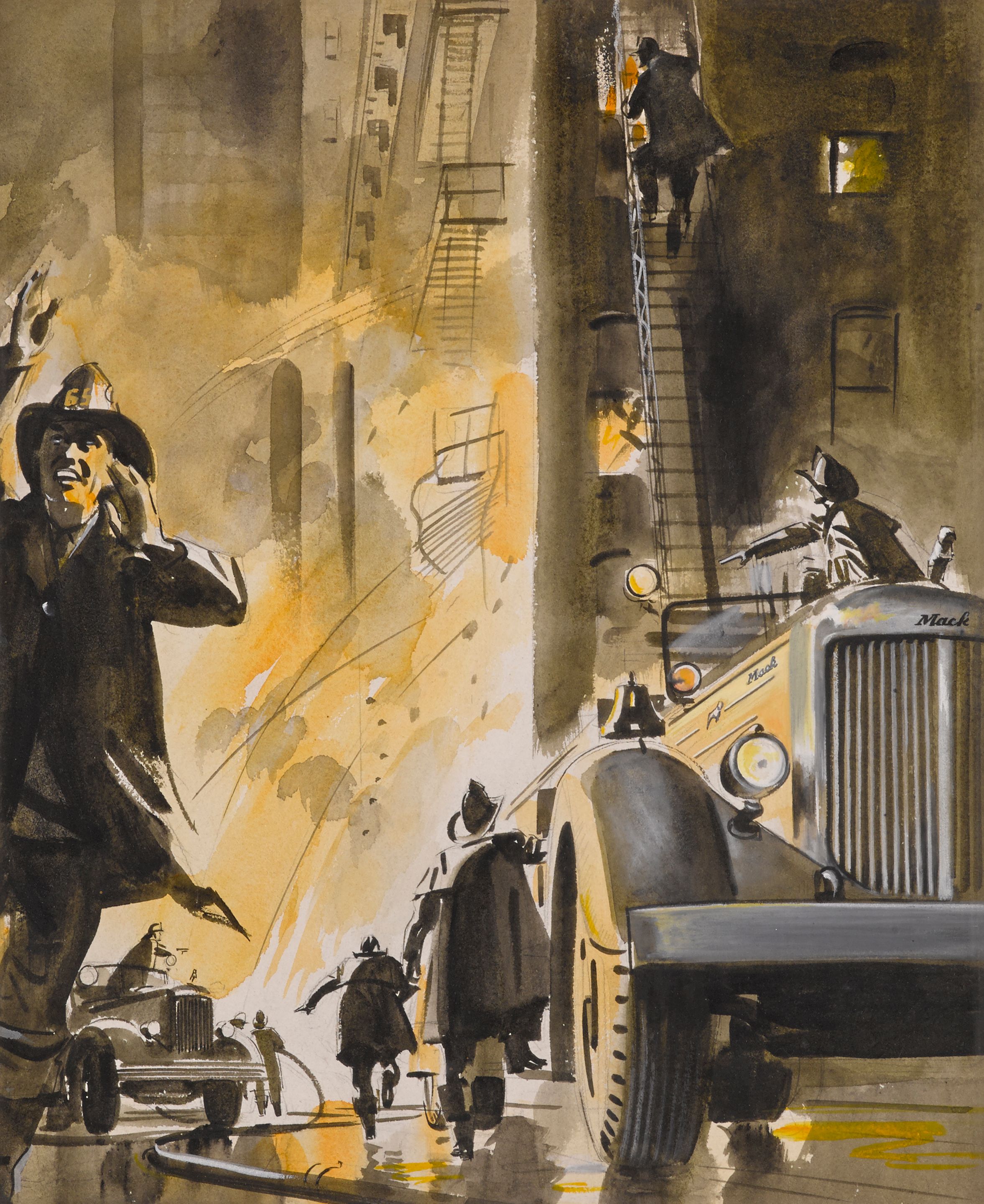 Bonhams Cars : Peter Helck: 'Mack Fire Apparatus Type 95, Mack Truck ...