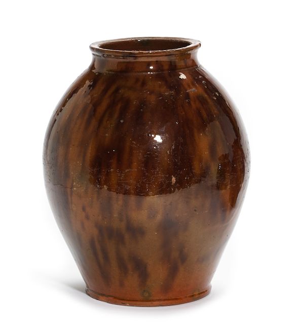 Bonhams : A glazed redware jar probably mid Atlantic states 19th century