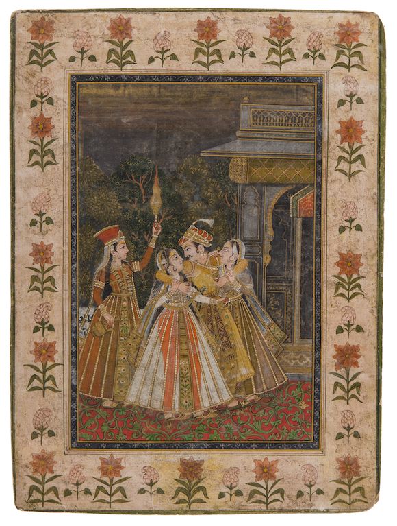 Bonhams : A drunken prince being guided from a palace terrace by two ...