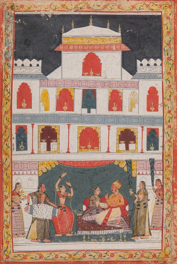 Bonhams : An illustration from a ragamala series a prince and a maiden ...