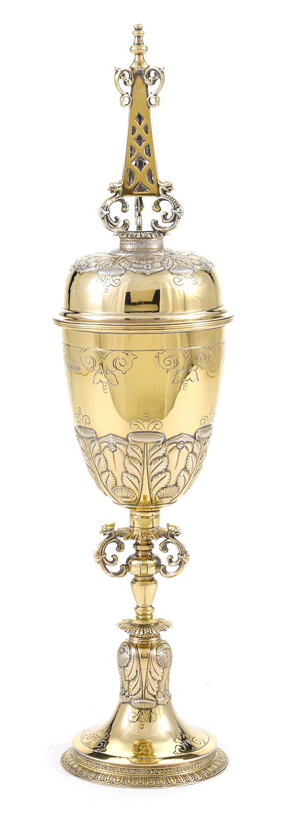 Bonhams : A George V sterling silver-gilt steeple cup by Pairpoint ...