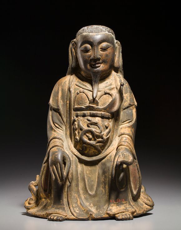 Bonhams : A cast bronze figure of Zhenwu Ming dynasty, 17th century