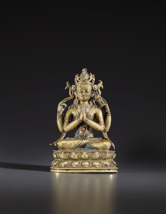 Bonhams : A copper alloy figure of Shadakshari West Tibet, 14th/15th ...