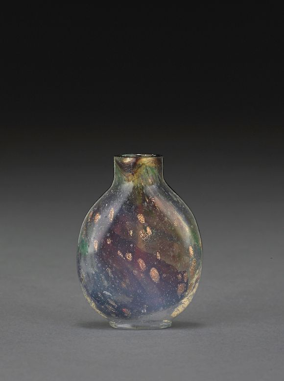Bonhams : A gold-suffused multi-color glass snuff bottle 18th/19th century