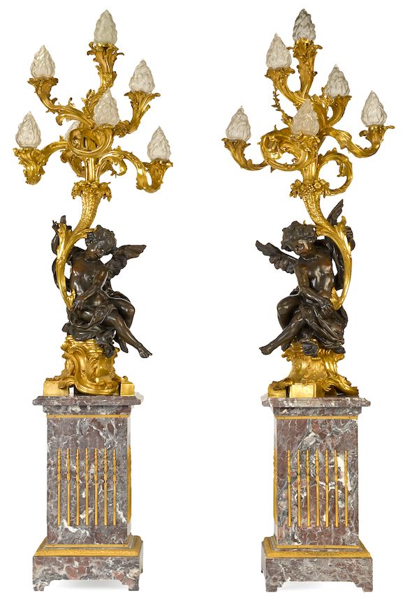 Bonhams : A very fine pair of monumental Louis XV style gilt and ...