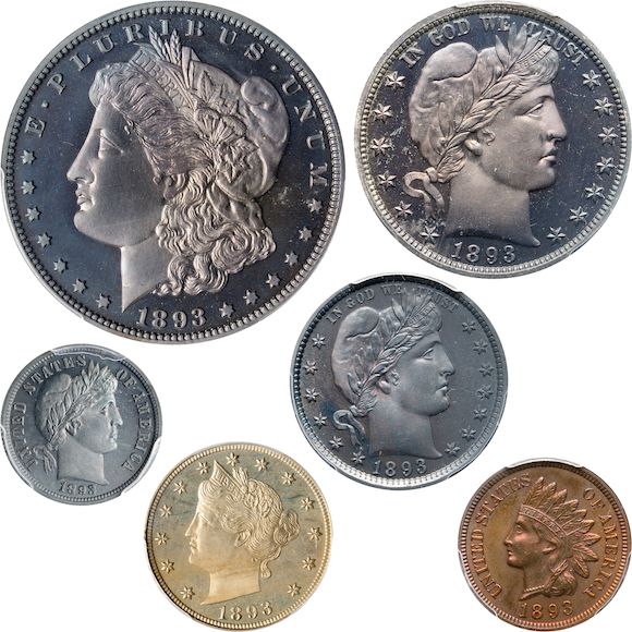 Bonhams : Matched 1893 Six Piece Proof Set
