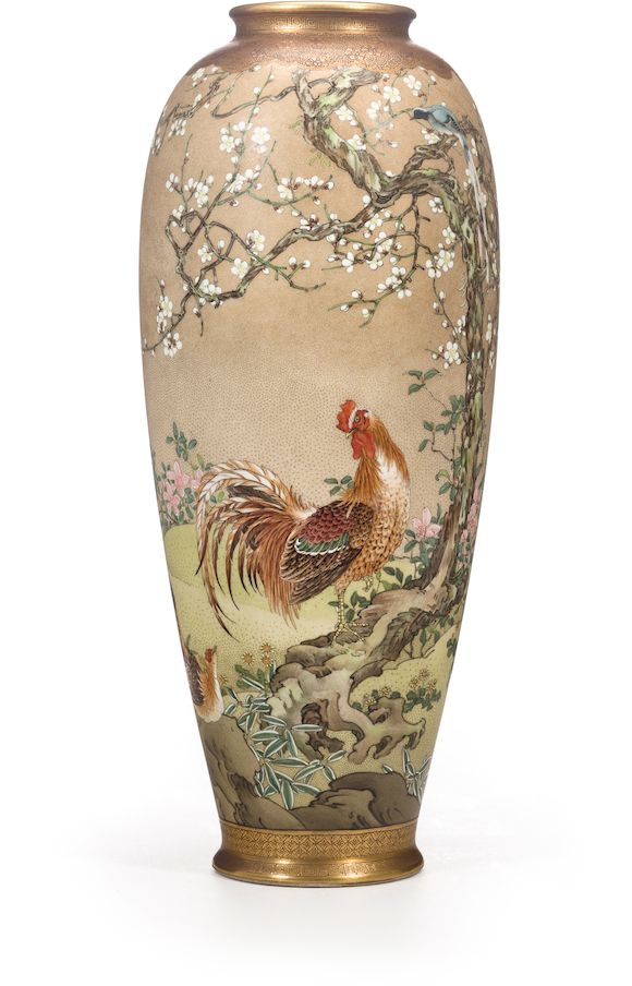 Bonhams : A tall Satsuma vase By the Kinkozan studio, Meiji/Taisho ...