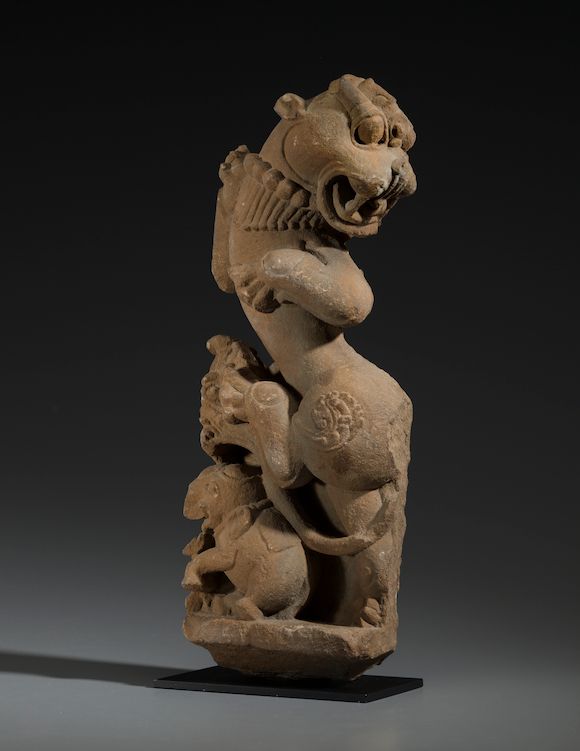 Bonhams : A sandstone Shardula Central India, circa 11th century