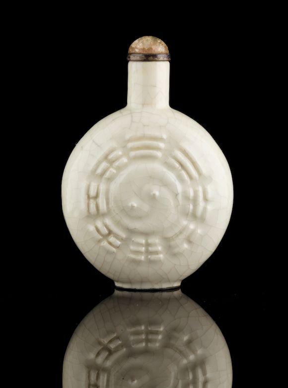 Bonhams : A molded porcelain snuff bottle 1780-1850