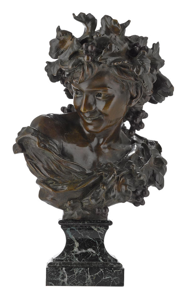 Bonhams A French Patinated Bronze Bust Le Rieur Aux Pampres After A