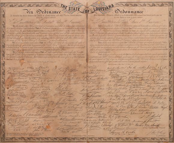Bonhams : LOUISIANA SECESSION ORDINANCE. The State of Louisiana. An ...