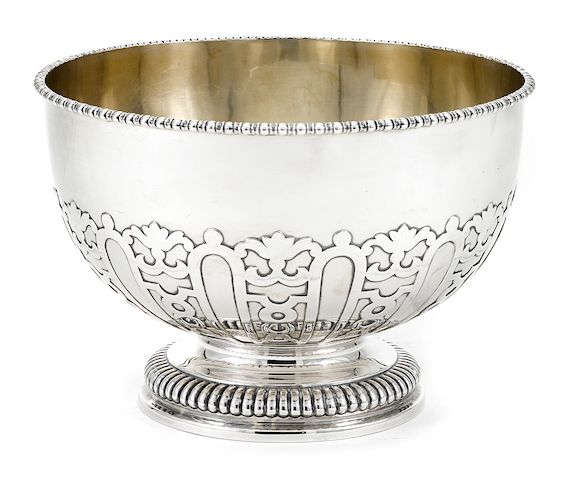 Bonhams : A George V sterling silver punch bowl by Sebastian Garrard ...