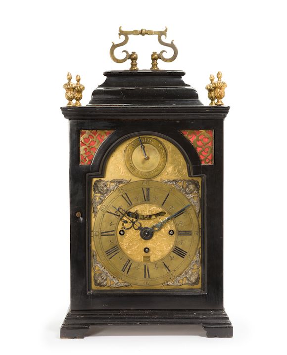 Bonhams : A Continental ebonized quarter striking table clock signed ...