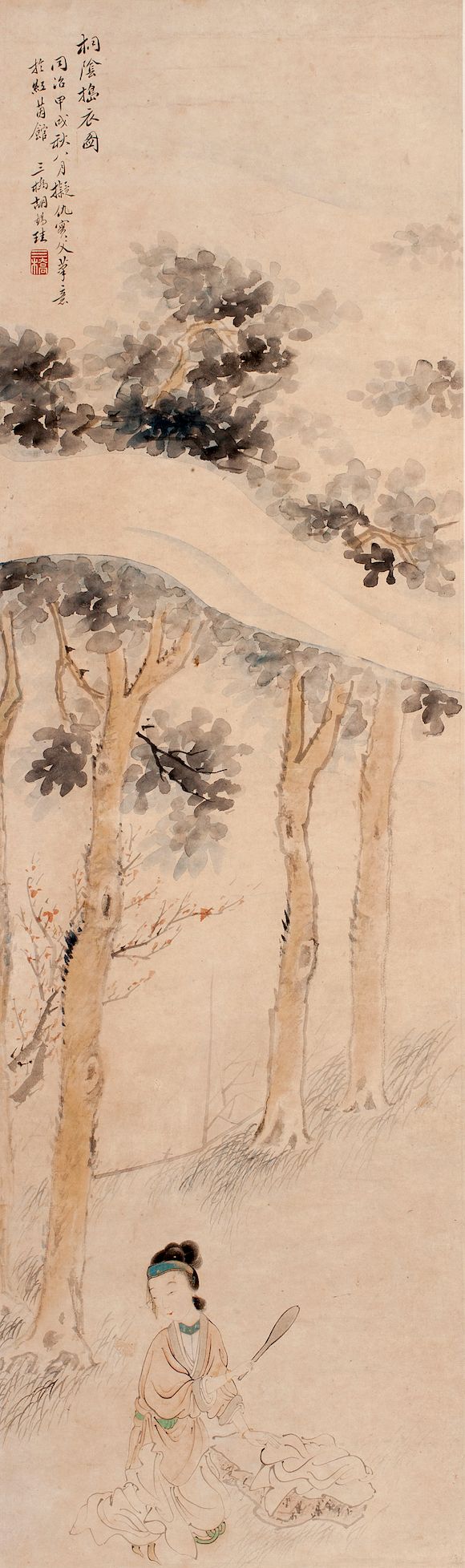 Bonhams : Hu Xigui (1839-1883) In the Shade of a Wutong tree, 1874