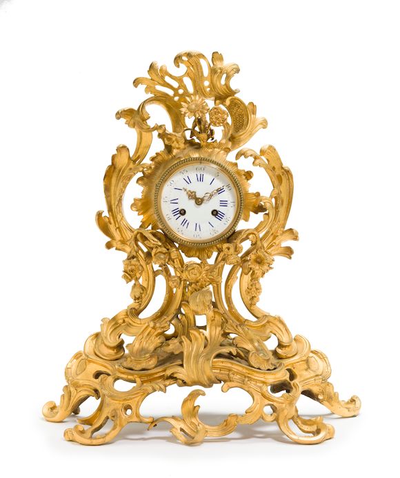 Bonhams : A Louis XV style gilt bronze mantel clock fourth quarter 19th ...