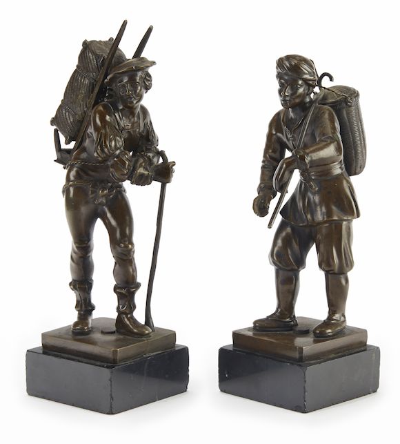 Bonhams : A pair of Flemish or French patinated bronze figures of ...